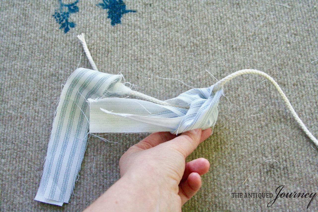 DIY Ticking Stripe Fabric Garland - The Antiqued Journey