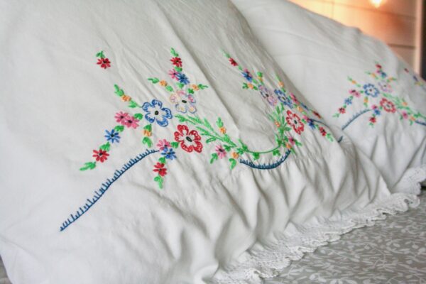 Repurposing Vintage Embroidered Pillowcases - The Antiqued Journey