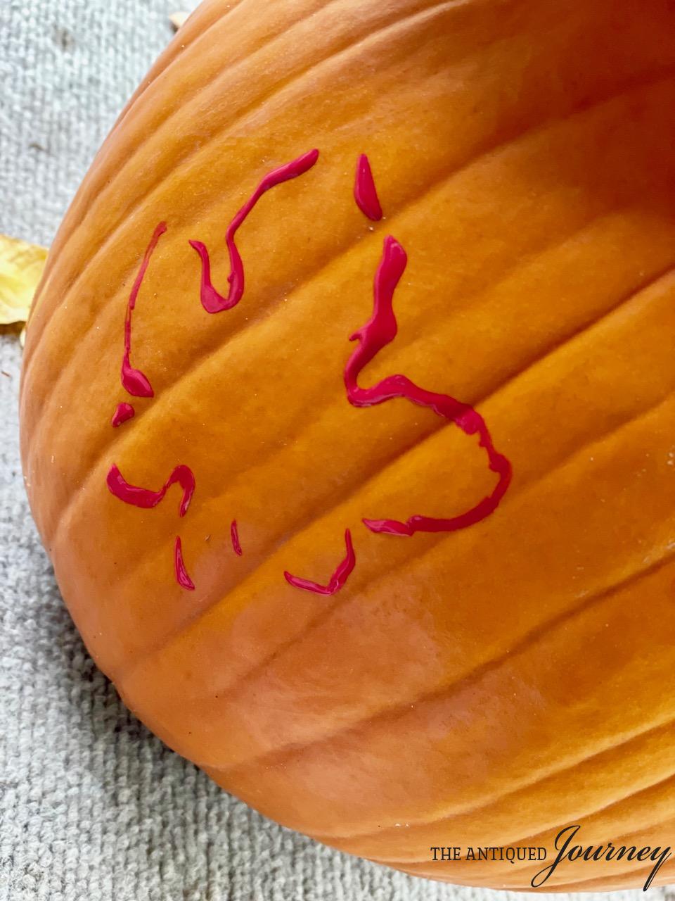 DIY Fall Decor: Easy Leaf Stenciled Pumpkin - The Antiqued Journey