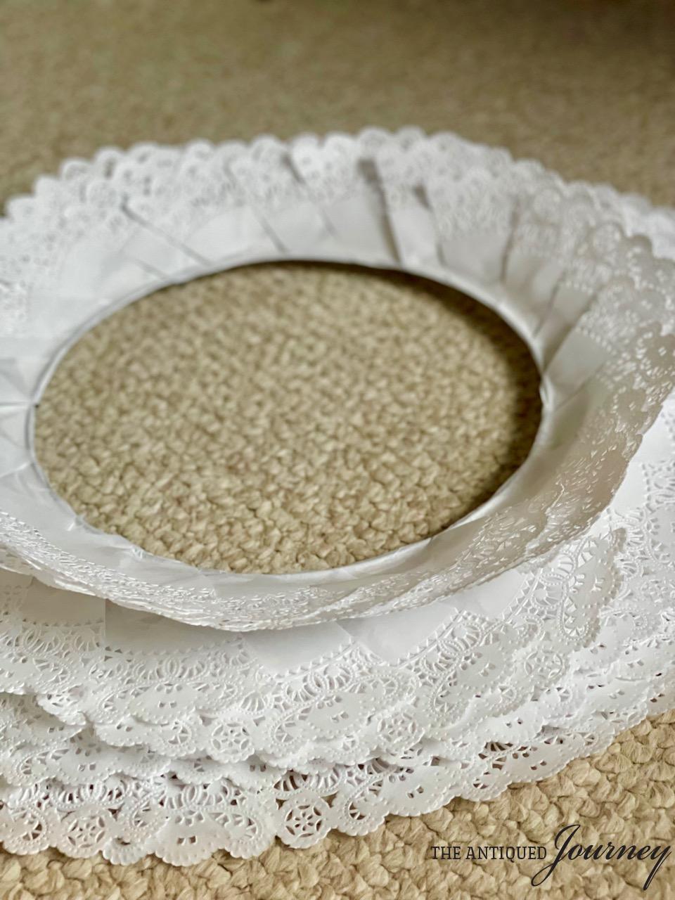 DIY Valentine's Wreath Using Paper Doilies - The Antiqued Journey