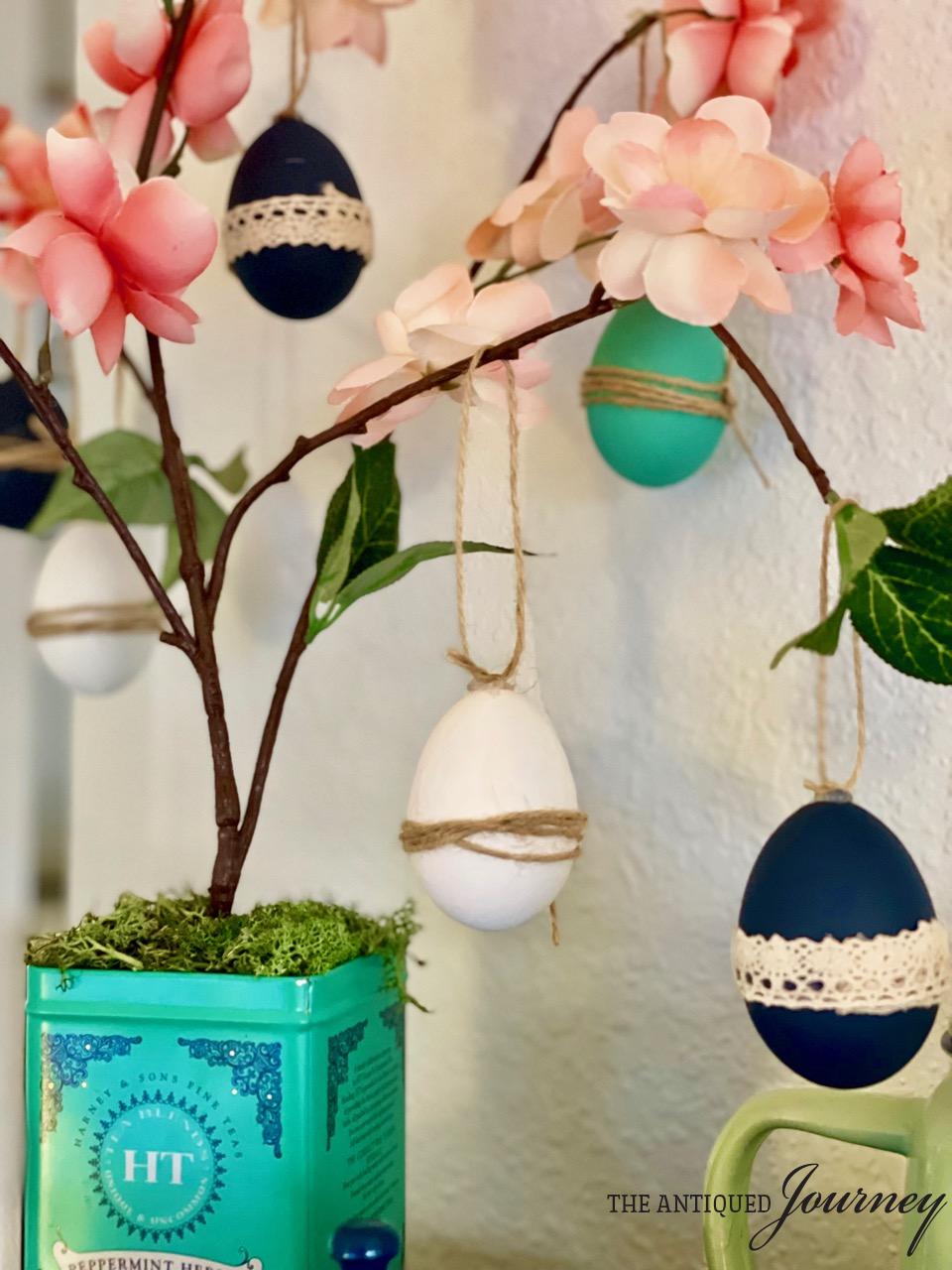DIY Easter Tree With A Vintage Tin - The Antiqued Journey