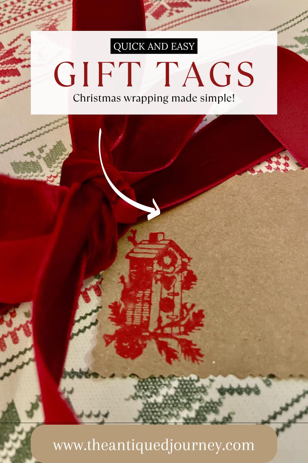 DIY Christmas Gift Tags with Stamps - The Antiqued Journey