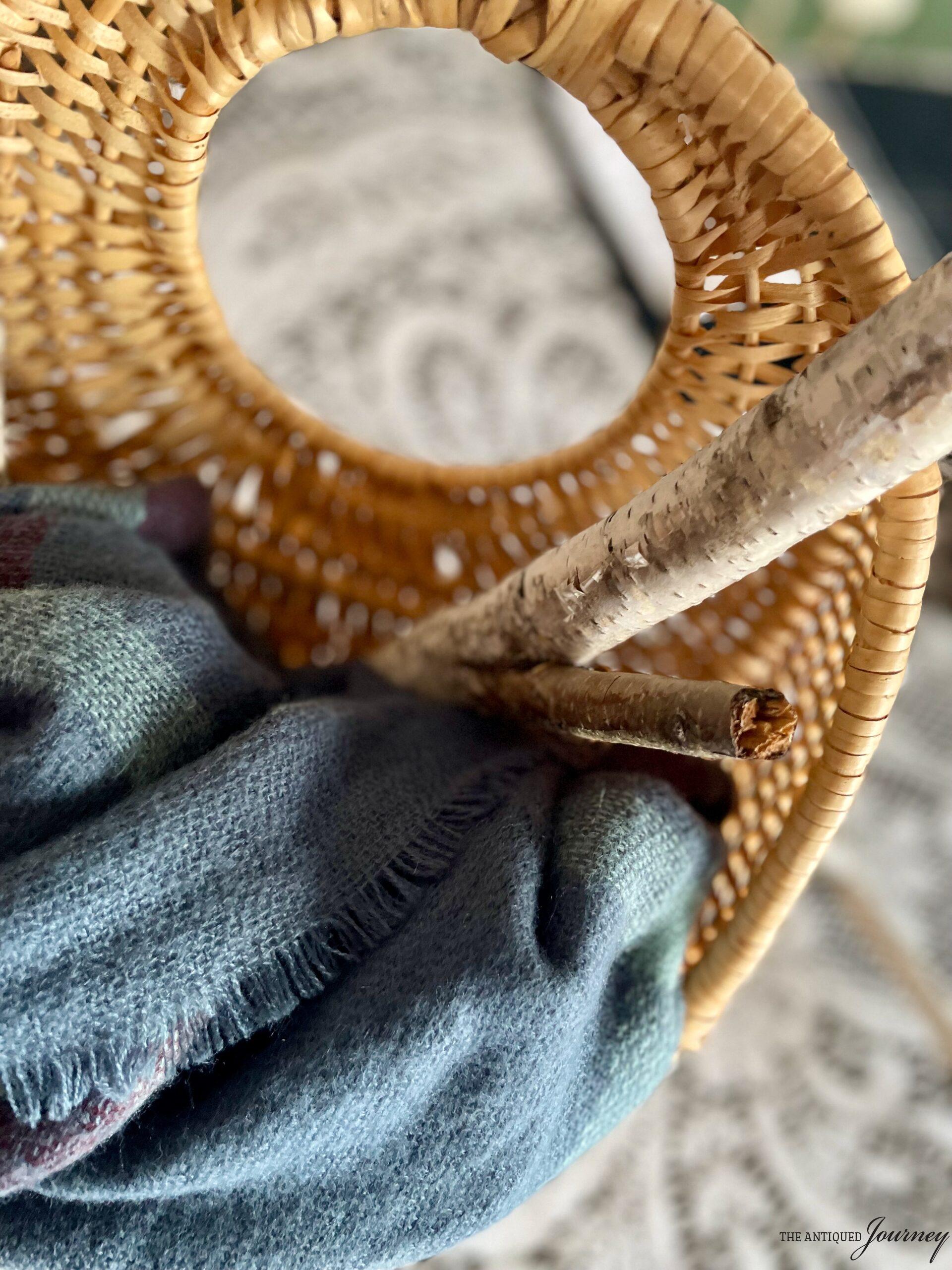 Easy Winter Basket DIY With Birch Logs - The Antiqued Journey