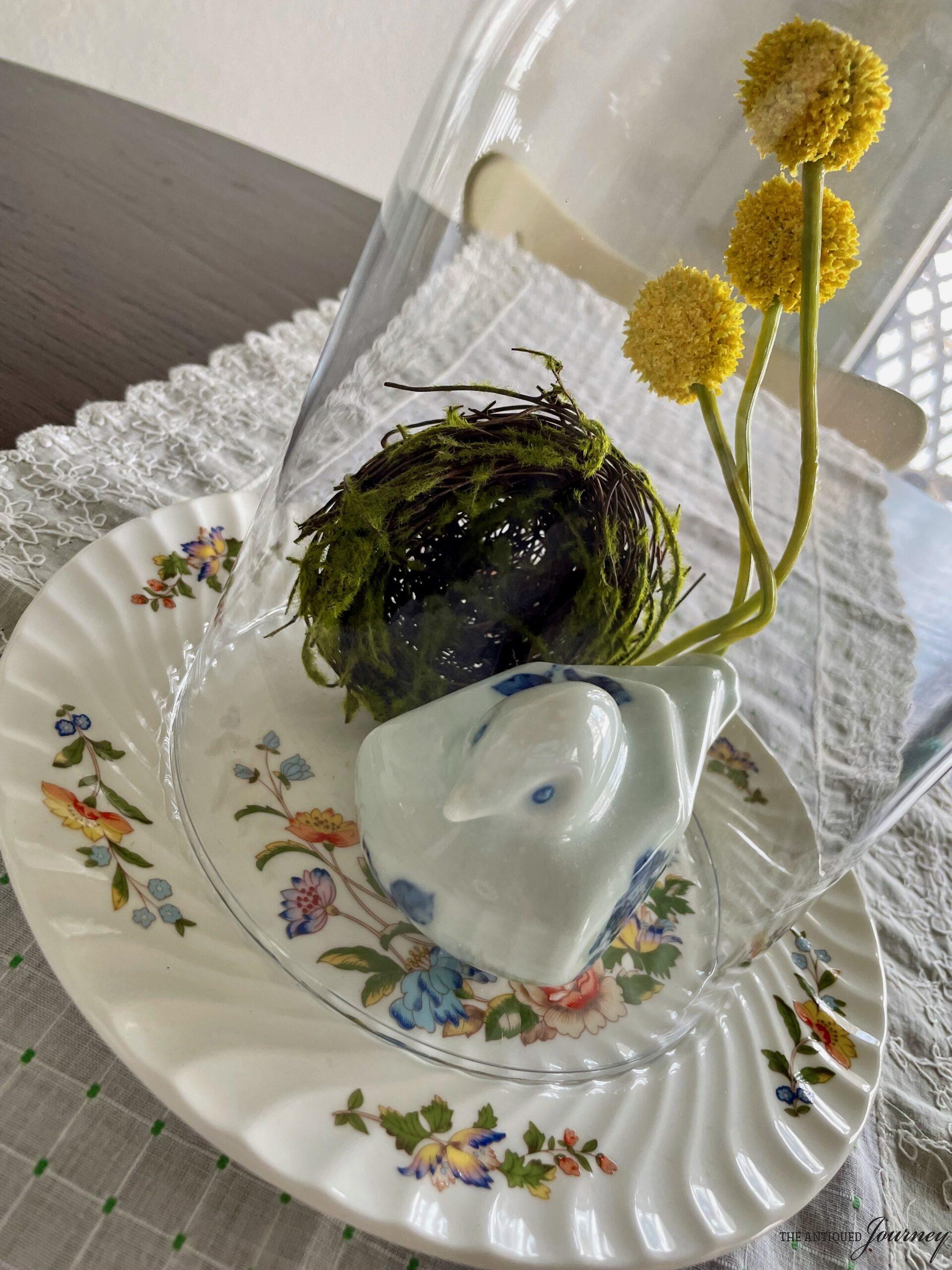 Pretty Spring Cloche Ideas with Vintage Decor - The Antiqued Journey
