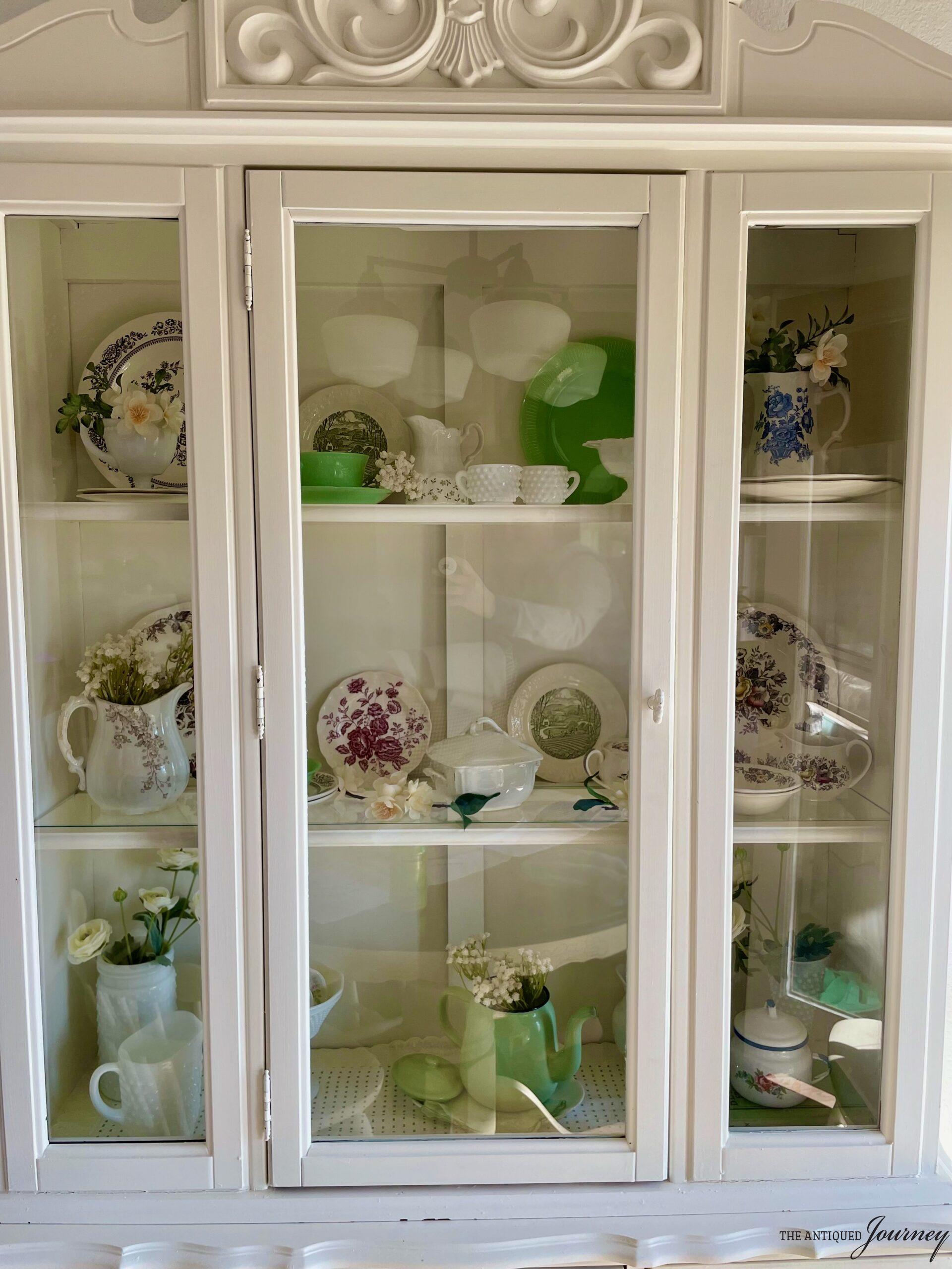 Vintage Hutch Decor Ideas for Spring - The Antiqued Journey