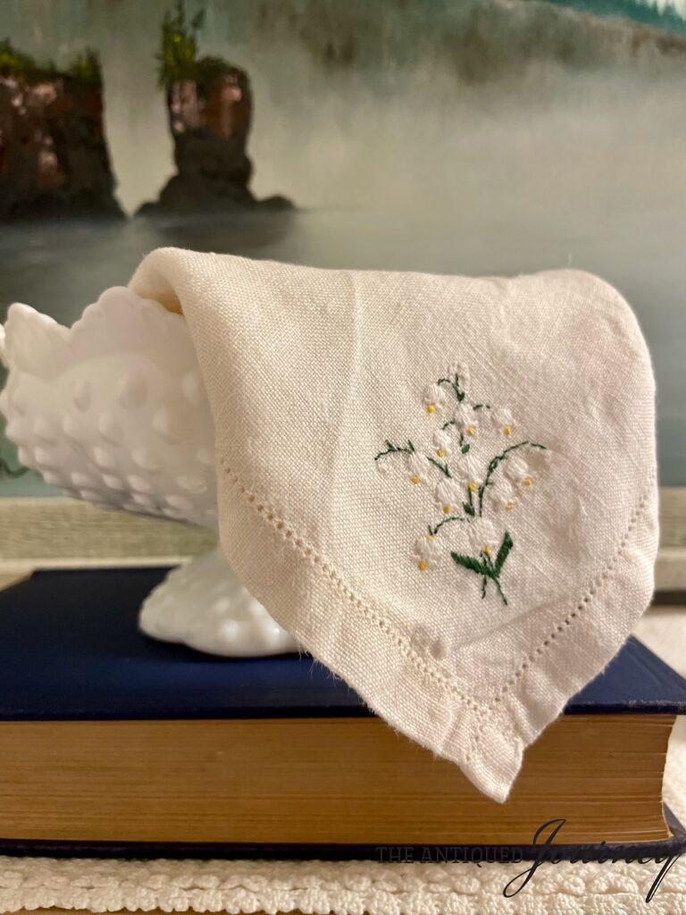 How To Use Vintage Handkerchiefs as Decor - The Antiqued Journey