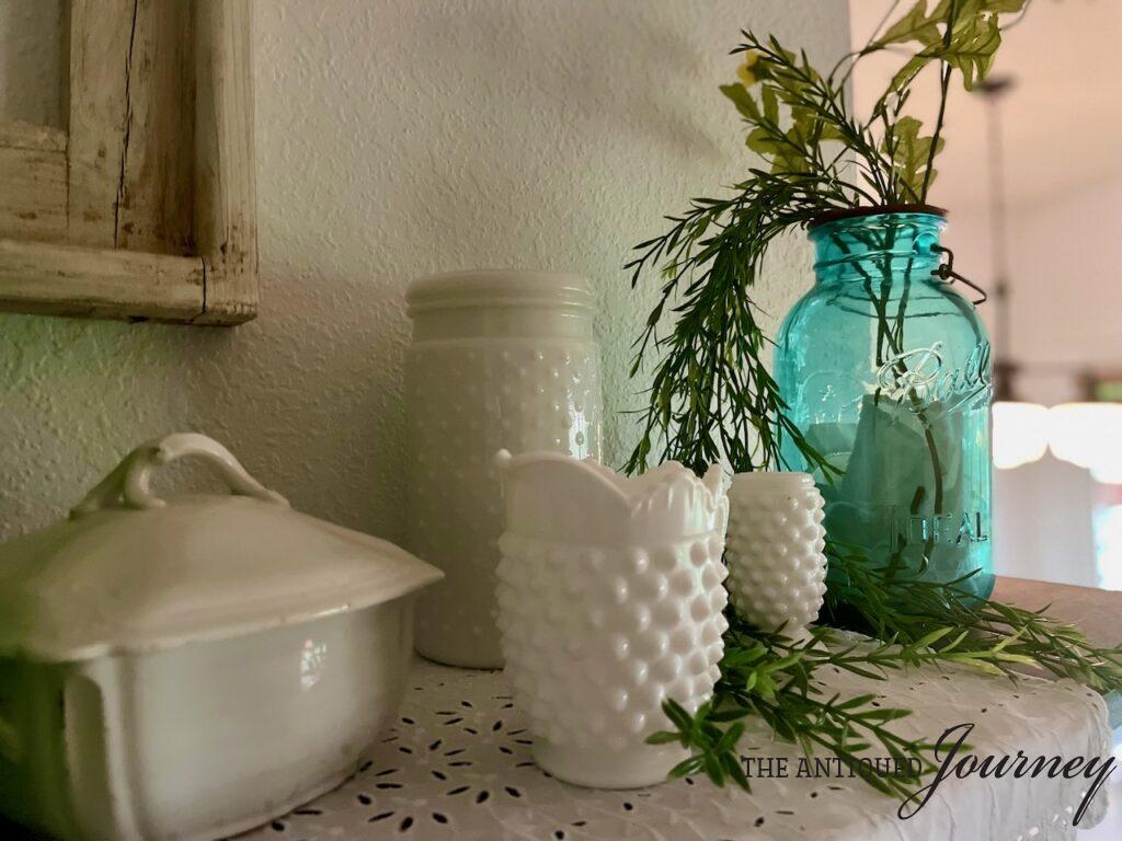 Breezy Summer Decorating with Thrifted Vintage Milk Glass - The ...