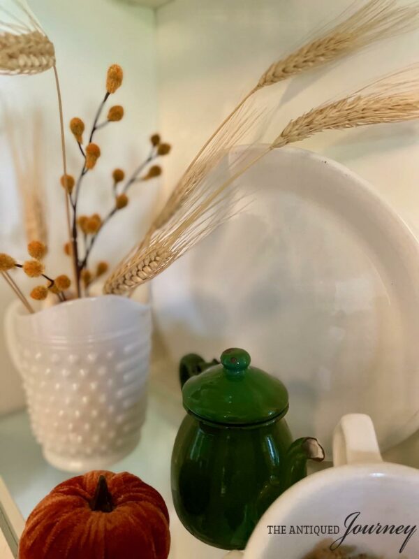 Harvest Hues: Fall Decorating Ideas with Vintage Vignettes in a Hutch ...