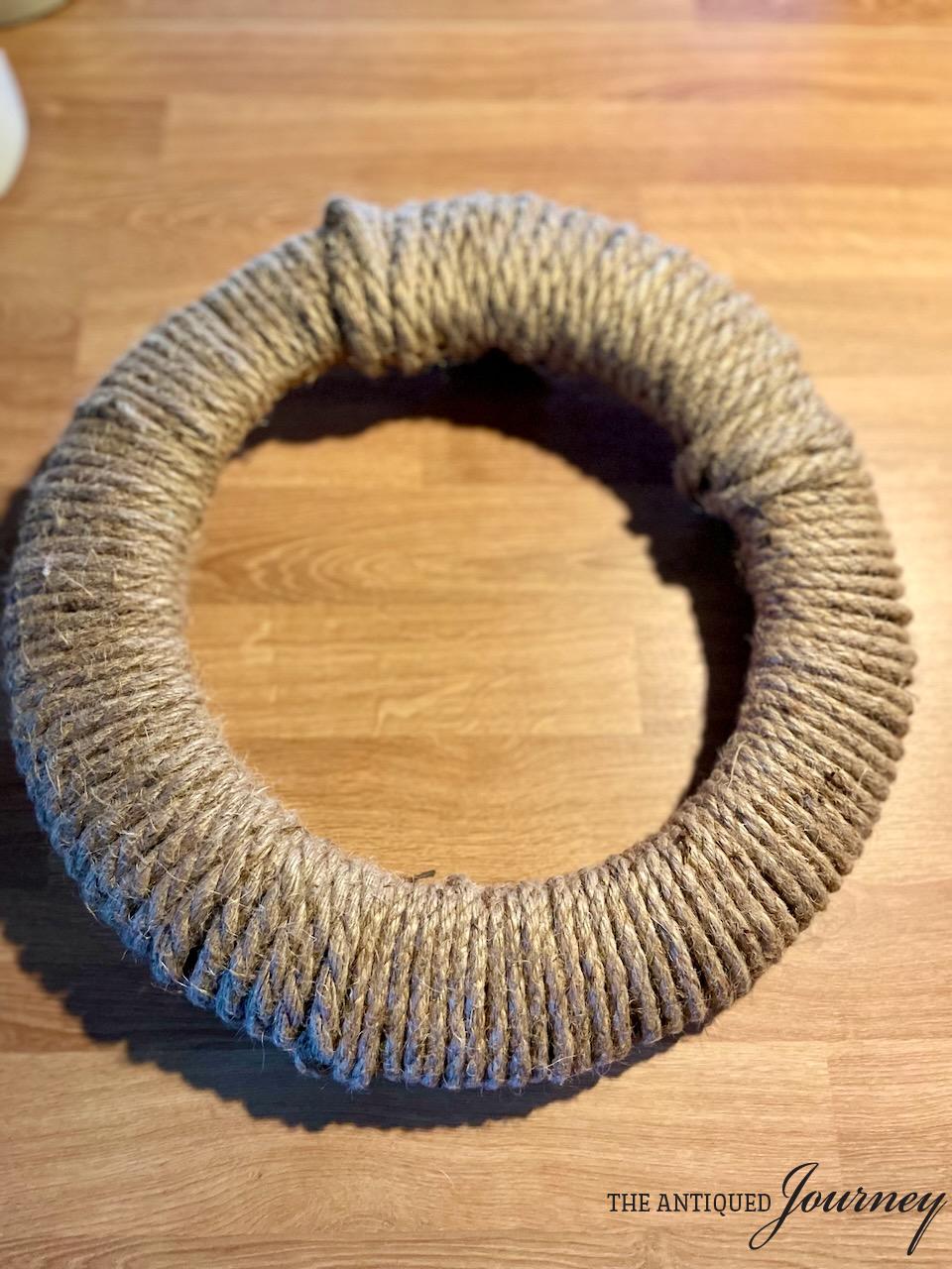 Simple Fall Wreath DIY with Braided Rope - The Antiqued Journey