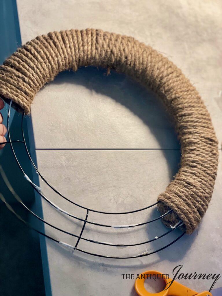 Simple Fall Wreath DIY with Braided Rope - The Antiqued Journey