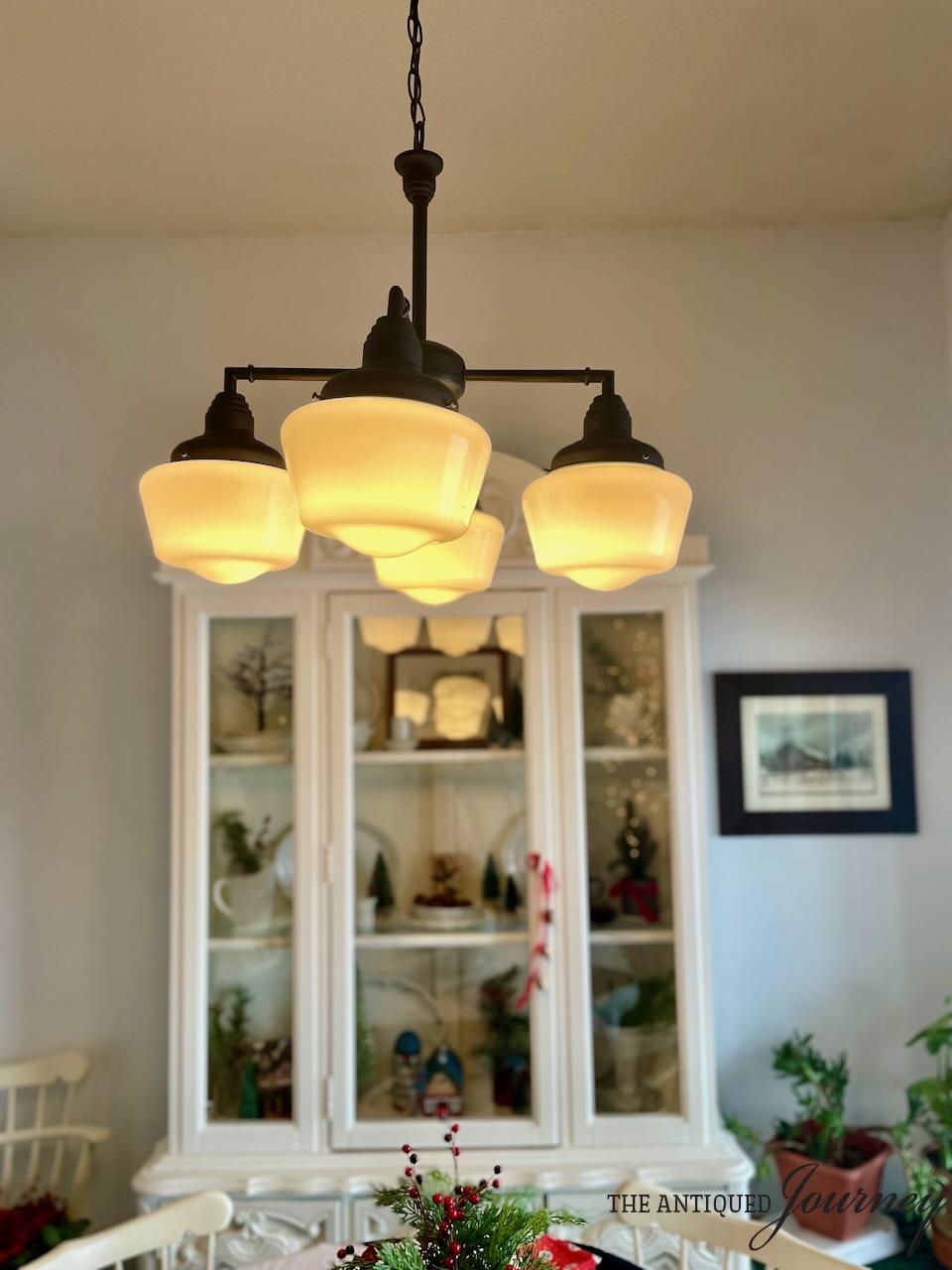 Decorating a Chandelier for Christmas - The Antiqued Journey