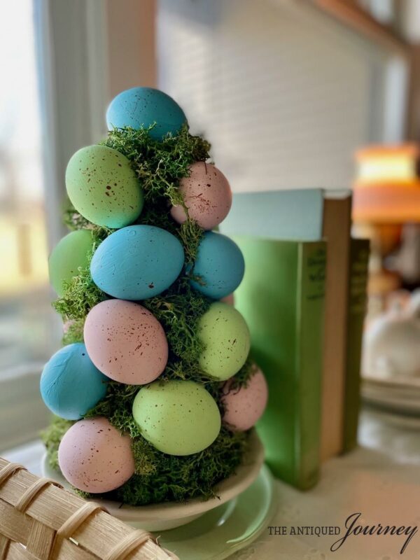 Easy DIY Easter Egg Topiary - The Antiqued Journey
