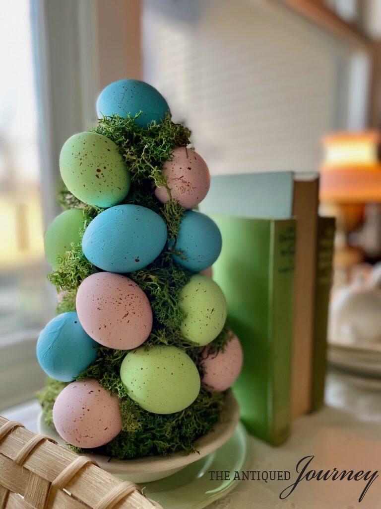 Easy DIY Easter Egg Topiary - The Antiqued Journey