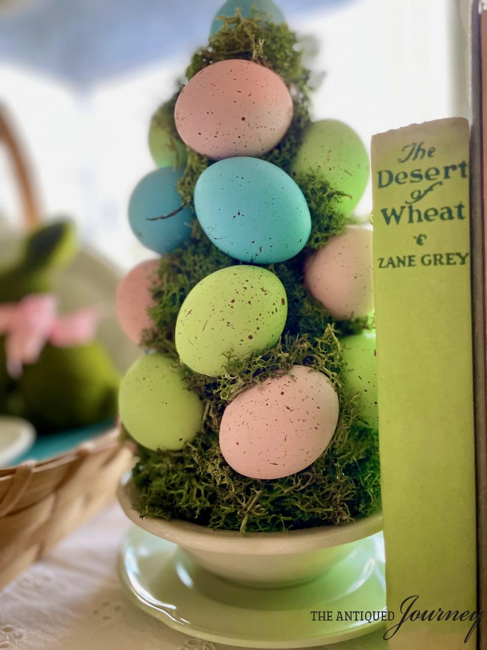 Easy DIY Easter Egg Topiary - The Antiqued Journey