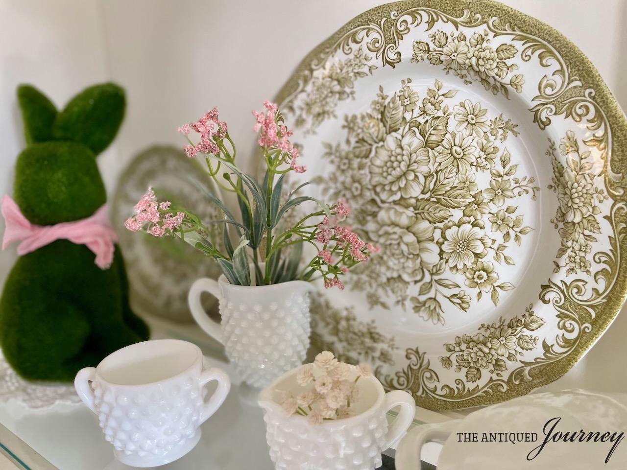 How to Decorate a Hutch for Spring - The Antiqued Journey