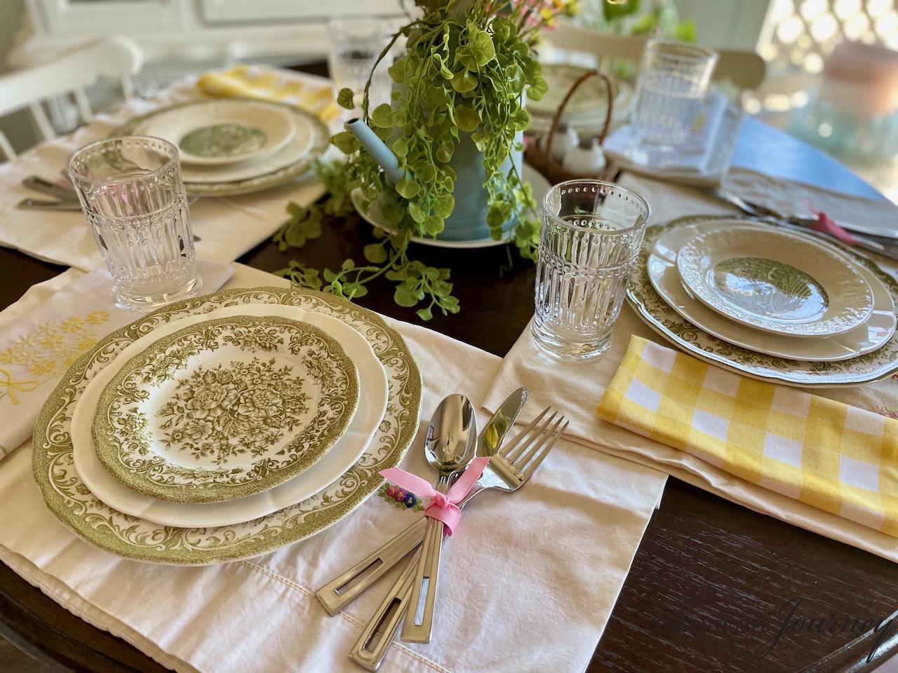 Spring Table Setting Decor Ideas With Vintage Dishes - The Antiqued Journey