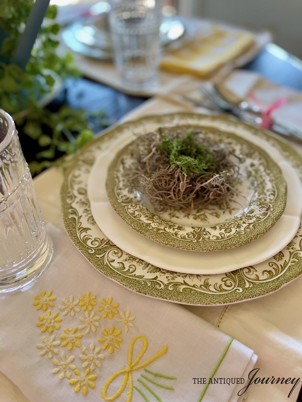 Spring Table Setting Decor Ideas With Vintage Dishes - The Antiqued Journey