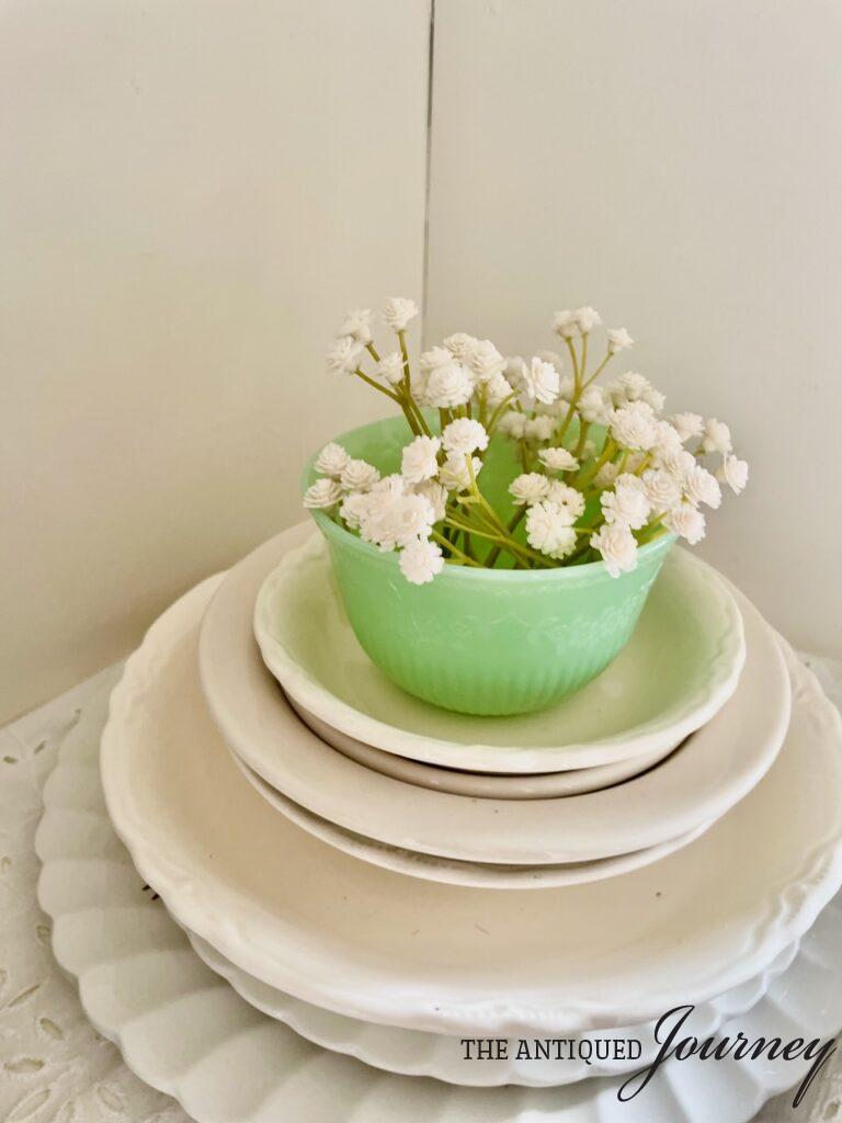 How to Decorate a Hutch for Spring - The Antiqued Journey