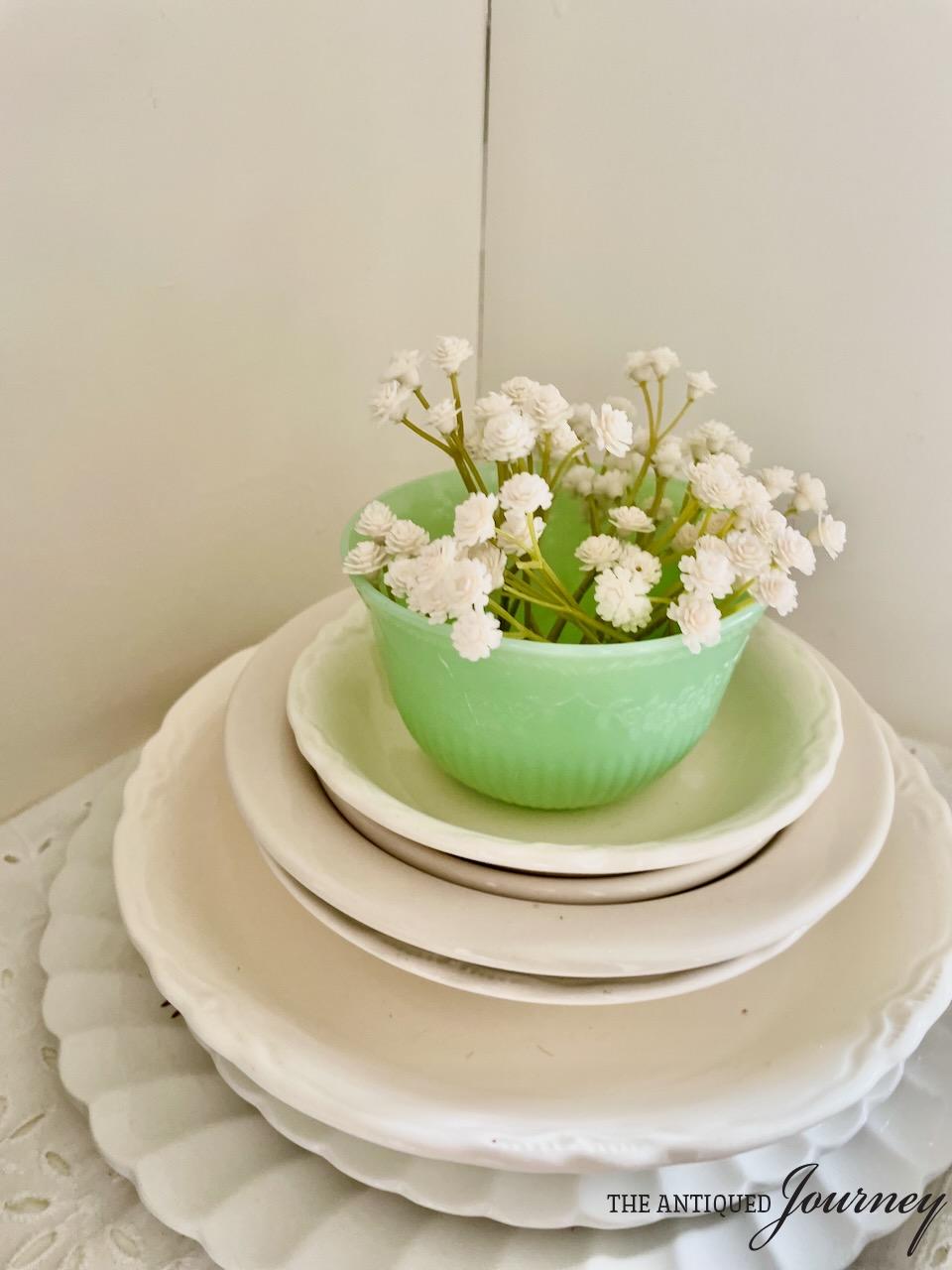 How to Decorate a Hutch for Spring - The Antiqued Journey