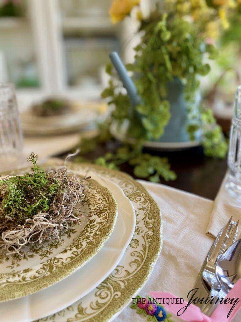 Spring Table Setting Decor Ideas With Vintage Dishes - The Antiqued Journey