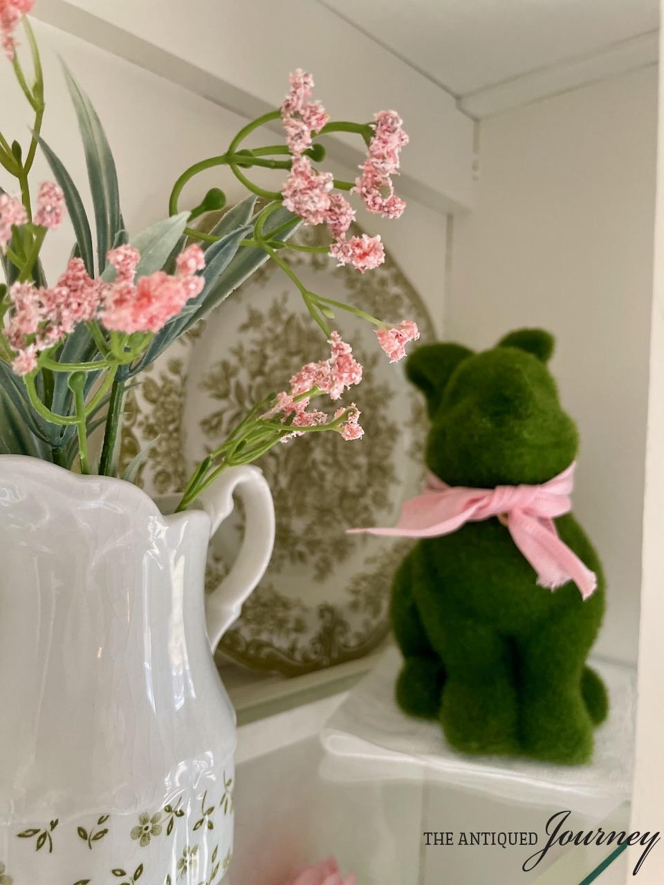 How to Decorate a Hutch for Spring - The Antiqued Journey