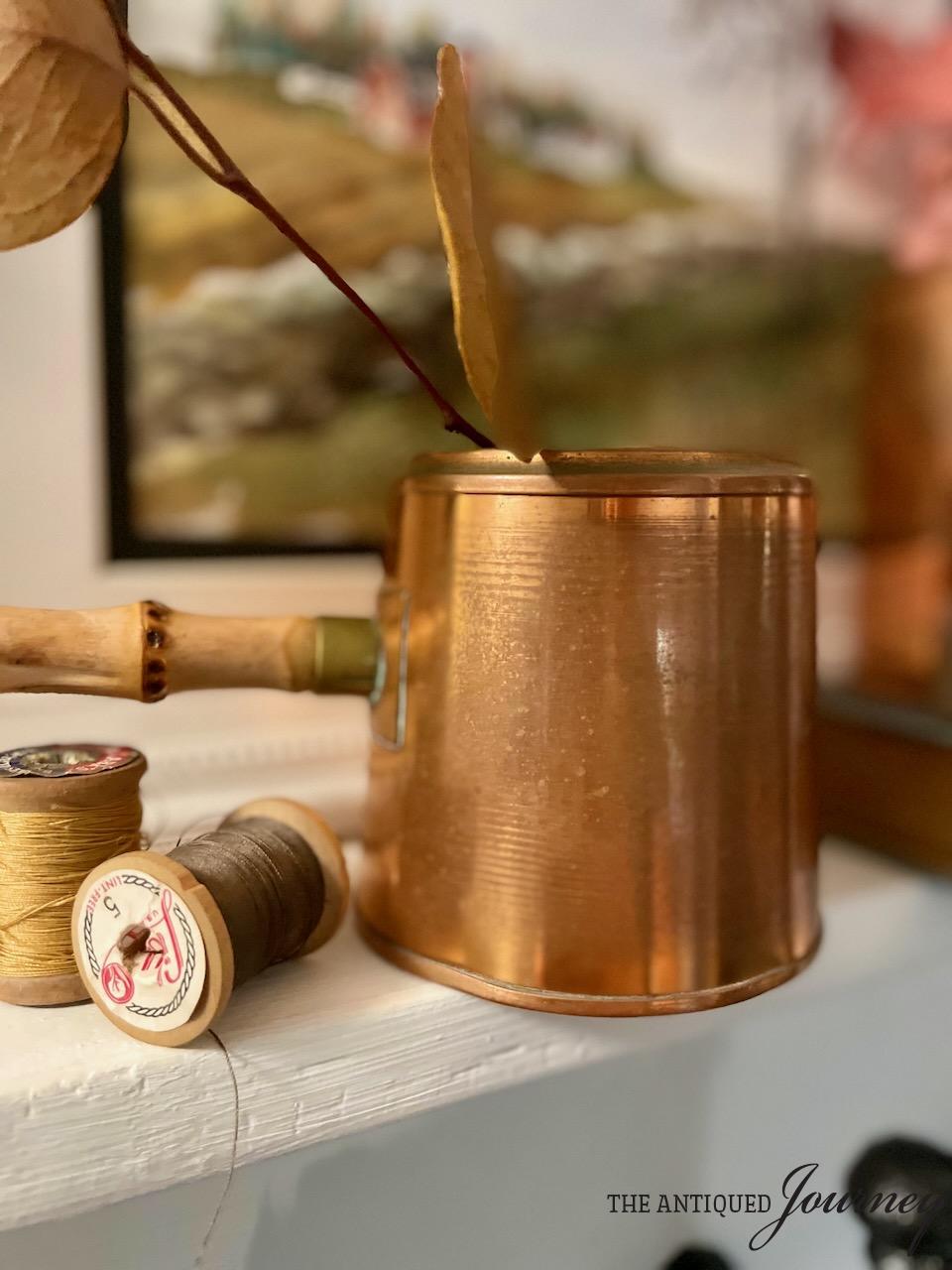 Simple Fall Styling Ideas Using Vintage Copper Decor - The Antiqued Journey