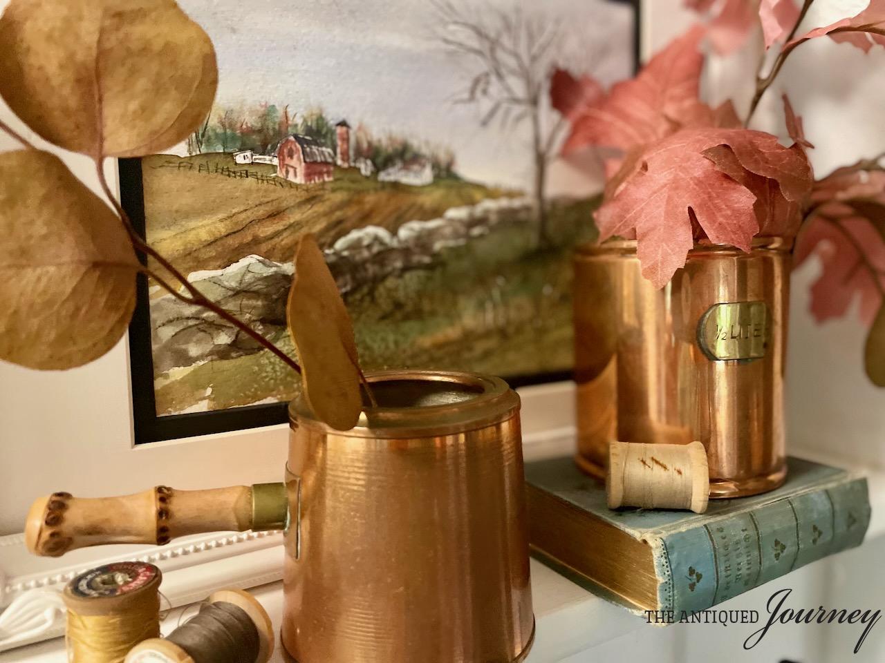 Simple Fall Styling Ideas Using Vintage Copper Decor - The Antiqued Journey