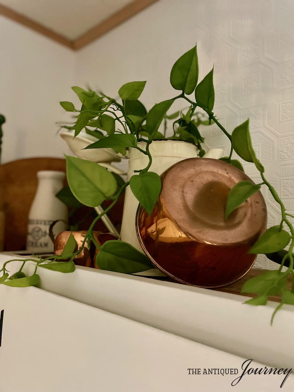 Simple Fall Styling Ideas Using Vintage Copper Decor - The Antiqued Journey