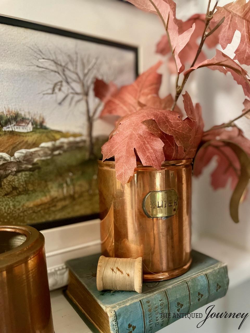 Simple Fall Styling Ideas Using Vintage Copper Decor - The Antiqued Journey