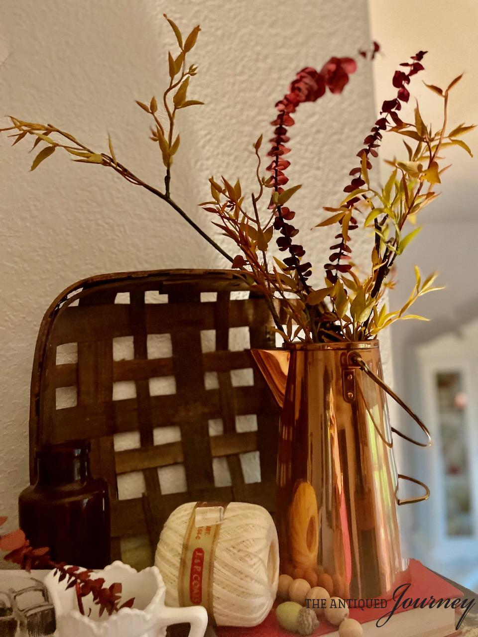 Simple Fall Styling Ideas Using Vintage Copper Decor - The Antiqued Journey